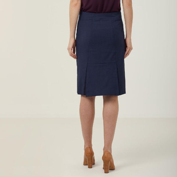 NNT Sharkskin Detail Pencil Skirt Blue/Navy - CAT2L3 – Canberra Workwear